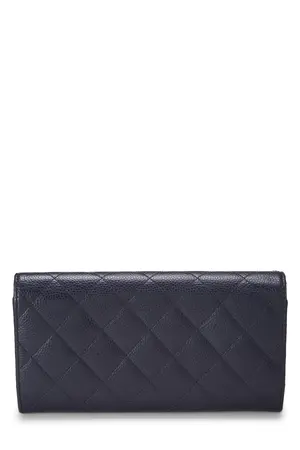 Chanel Caviar Classic Flap Wallet - Navy