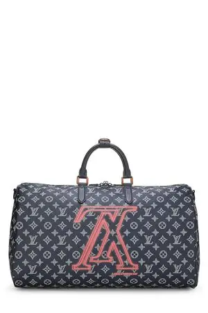 LOUIS VUITTON Louis Vuitton Kim Jones Monogram Upside Down Keepall Bandouliere 50 Navy