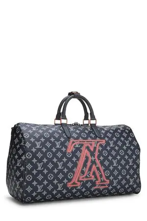 LOUIS VUITTON Kim Jones Monogram Upside Down Keepall Bandouliere 50 - Navy