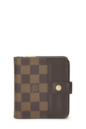 LOUIS VUITTON Damier Ebene Compact Zip Wallet - Brown