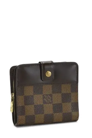 LOUIS VUITTON Damier Ebene Compact Zip Wallet - Brown
