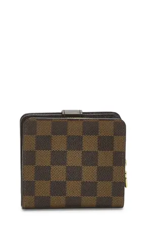 LOUIS VUITTON Damier Ebene Compact Zip Wallet - Brown