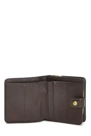 LOUIS VUITTON Damier Ebene Compact Zip Wallet - Brown