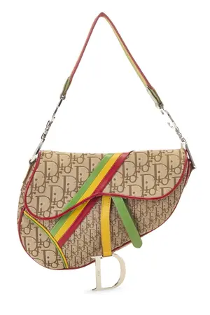 Dior Multicolor Trotter Canvas Rasta Saddle Bag