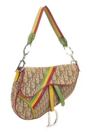 Dior Multicolor Trotter Canvas Rasta Saddle Bag