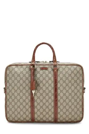 Gucci Gg Supreme Canvas Briefcase - Brown