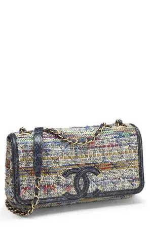 Chanel Multicolor Quilted Tweed Filigree Flap Medium