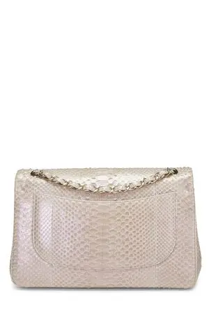 Chanel Iridescent Python Classic Double Flap Shoulder Bag - Pink