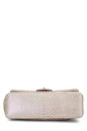 Chanel Iridescent Python Classic Double Flap Shoulder Bag - Pink
