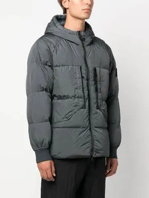 Stone Island Compass-patch Puffer Jacket - Grey