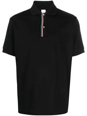 Paul Smith Signature Stripe' Trim Polo Shirt - Black