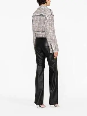 MSGM Cropped Tweed Biker Jacket