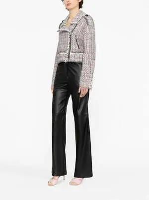 MSGM Cropped Tweed Biker Jacket