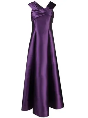 Alberta Ferretti Silk-blend Mikado A-line Gown Purple