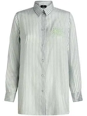 Etro Logo-embroidered Striped Shirt - Green