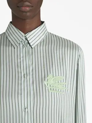 Etro Logo-embroidered Striped Shirt - Green