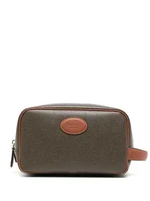 Mulberry Logo Patch Leather Wash Bag - Brown