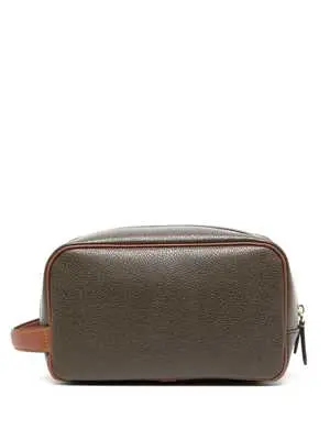 Mulberry Logo Patch Leather Wash Bag - Brown