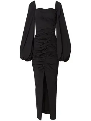 Carolina Herrera Puff-sleeve Midi Dress - Black