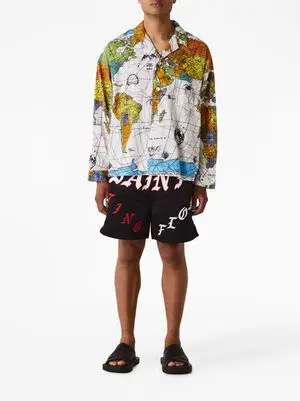 SAINT MXXXXXX World Map Notched-collar Shirt