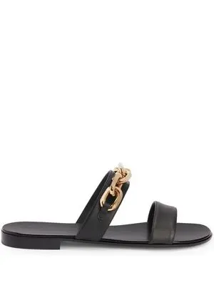 GIUSEPPE ZANOTTI Aubert Chain Leather Sandals - Black