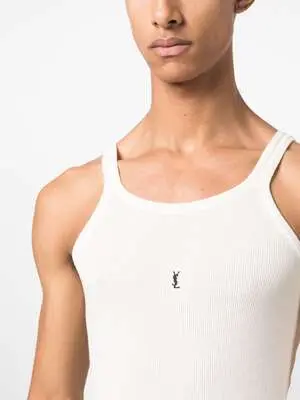 Saint Laurent Logo-embroidered Ribbed Tank Top