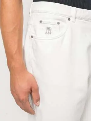 Brunello Cucinelli Logo-embroidered Straight-leg Jeans