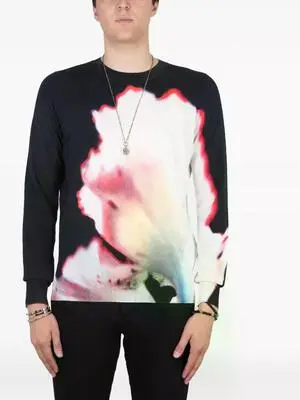 Alexander McQueen Solarised Flower-Print Cotton Sweatshirt Black