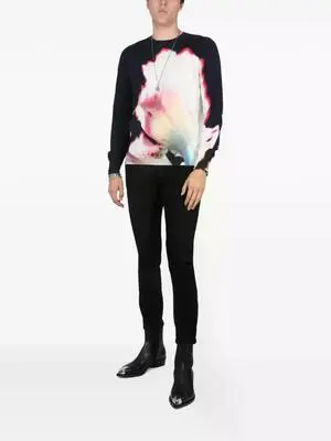 Alexander McQueen Solarised Flower-print Cotton Sweatshirt - Black
