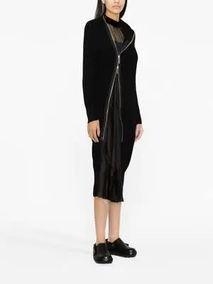 Sacai Layered Wool And Satin Dress