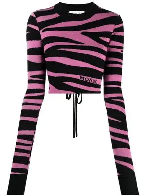 Monse Zebra-knit Cropped Jumper - Pink