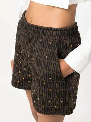 Moschino Logo-print Studded Shorts