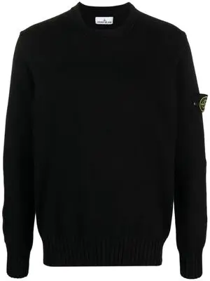 Stone Island Compass-patch Cotton-blend Jumper - Black