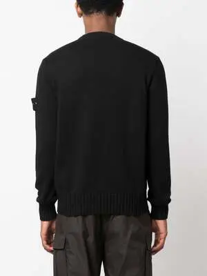 Stone Island Compass-patch Cotton-blend Jumper - Black