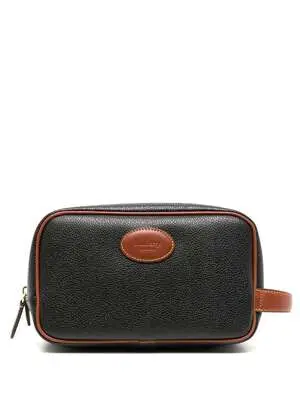 Mulberry Debossed Logo Leather Wash Bag - Black