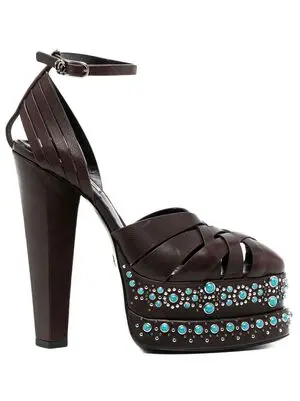 Roberto Cavalli Caged Leather Platform Pumps