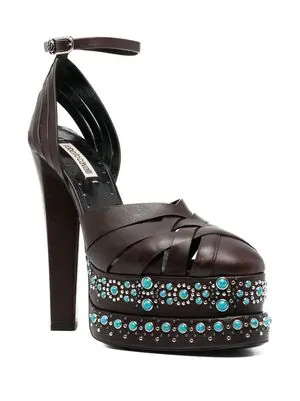 Roberto Cavalli Caged Leather Platform Pumps
