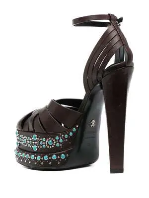Roberto Cavalli Caged Leather Platform Pumps