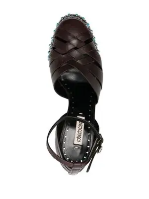 Roberto Cavalli Caged Leather Platform Pumps
