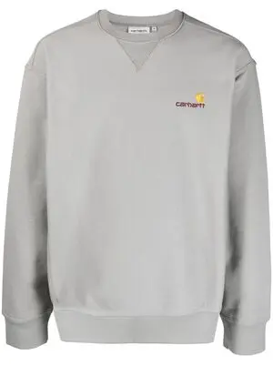 Carhartt Work In Progress Cotton Sweatshirt With Embroidered Logo - Grey