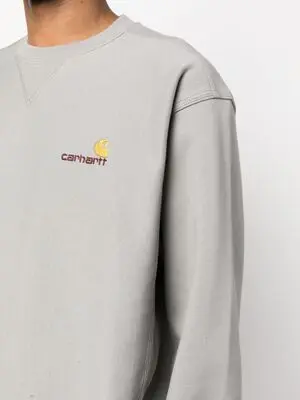 Carhartt Work In Progress Cotton Sweatshirt With Embroidered Logo - Grey
