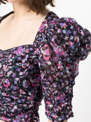 MARANT ETOILE Galaor Puff-sleeve Blouse - Black