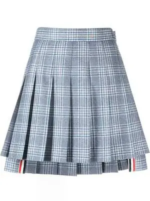 Thom Browne Pleated Checked Mini Skirt