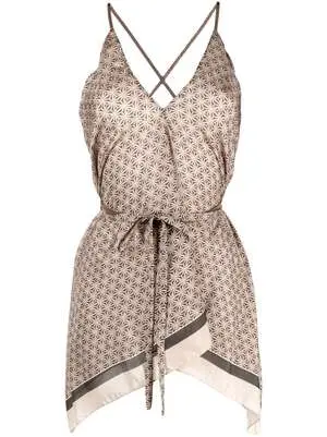 Brunello Cucinelli Geometric-print Silk Top