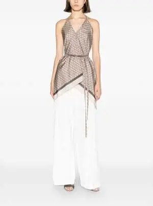 Brunello Cucinelli Geometric-print Silk Top