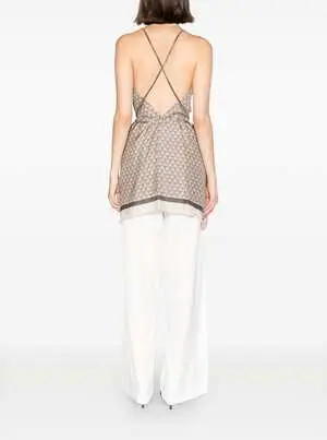 Brunello Cucinelli Geometric-print Silk Top