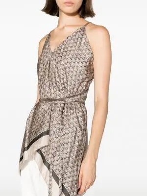 Brunello Cucinelli Geometric-print Silk Top