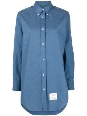 Thom Browne Logo-patch Shirt Dress - Blue