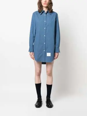 Thom Browne Logo-patch Shirt Dress - Blue