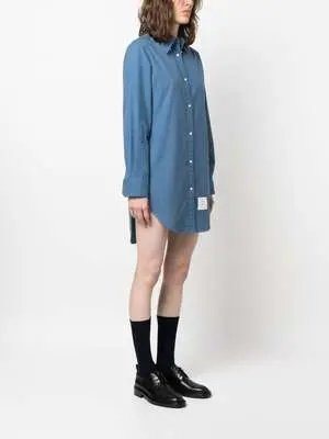 Thom Browne Logo-patch Shirt Dress - Blue